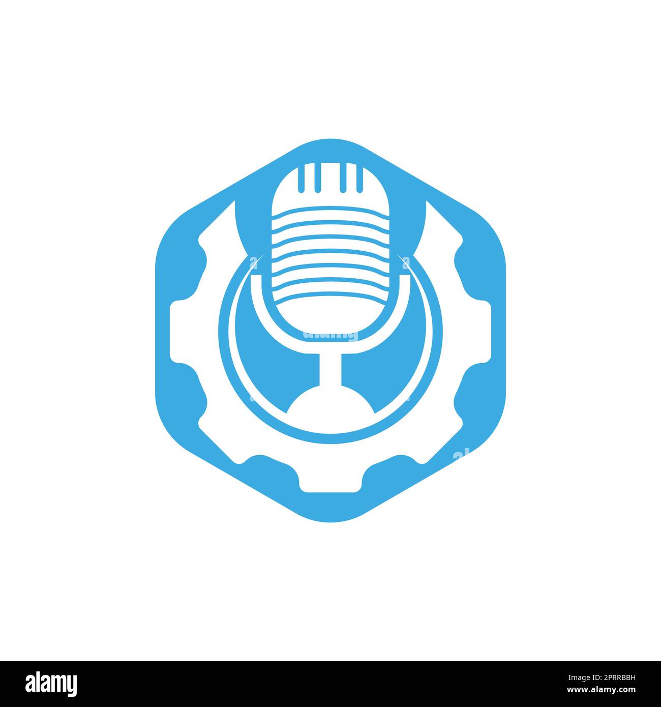 Gear podcast vector logo design template. Cog wheel and mic icon design ...