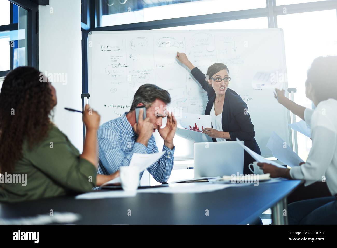 Your point is completely irrelevant. a stressed businesswoman losing ...