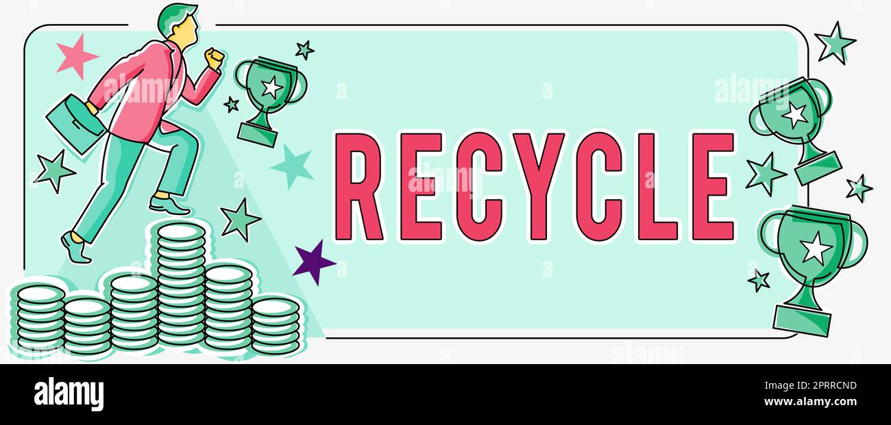 Hand writing sign Recycle, Business idea process of converting waste ...