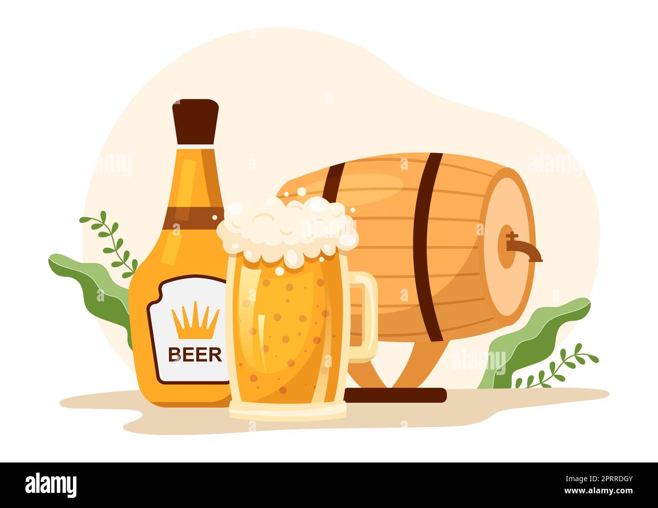 Brewery Production Process with Beer Tank and Bottle Full of Alcohol ...