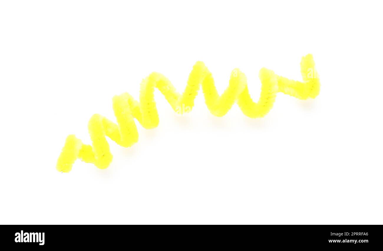 Yellow fluffy wire isolated on white, top view Stock Photo - Alamy
