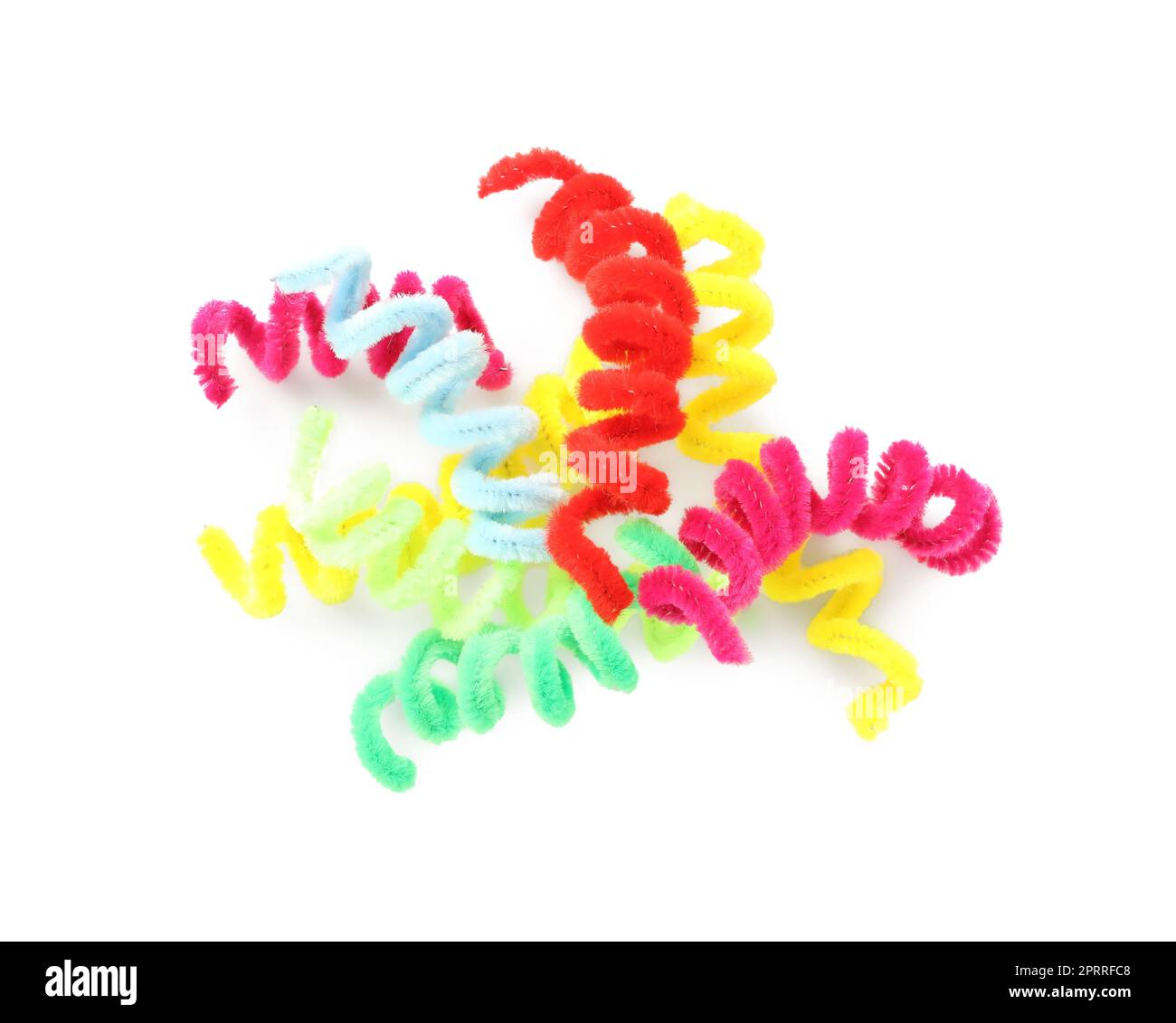 Colorful fluffy wires on white background, top view Stock Photo - Alamy