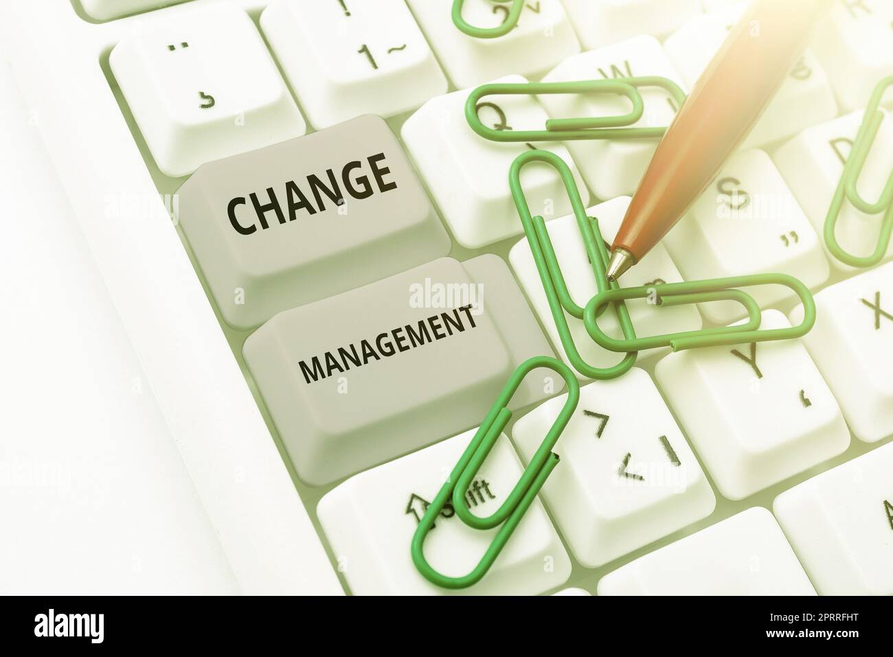 Hand writing sign Change ManagementReplacement of leadership in an ...