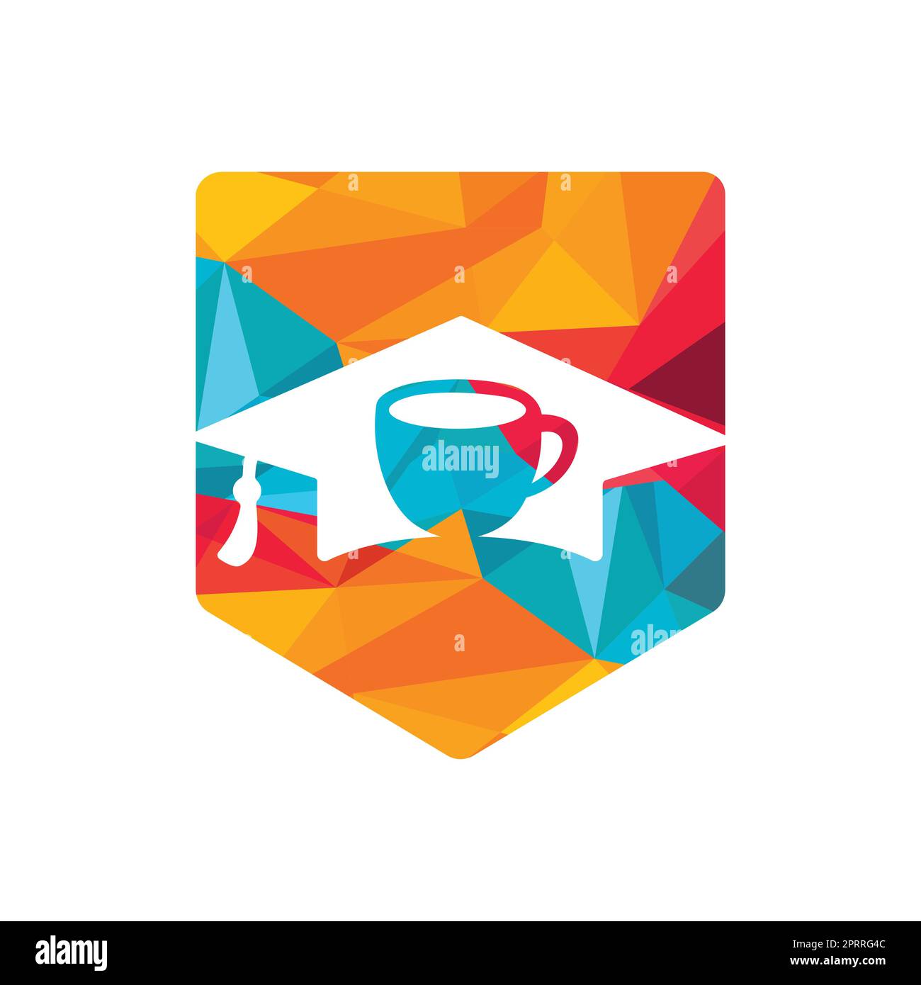 Student Coffee vector logo template. Logo symbol of the graduation cap ...