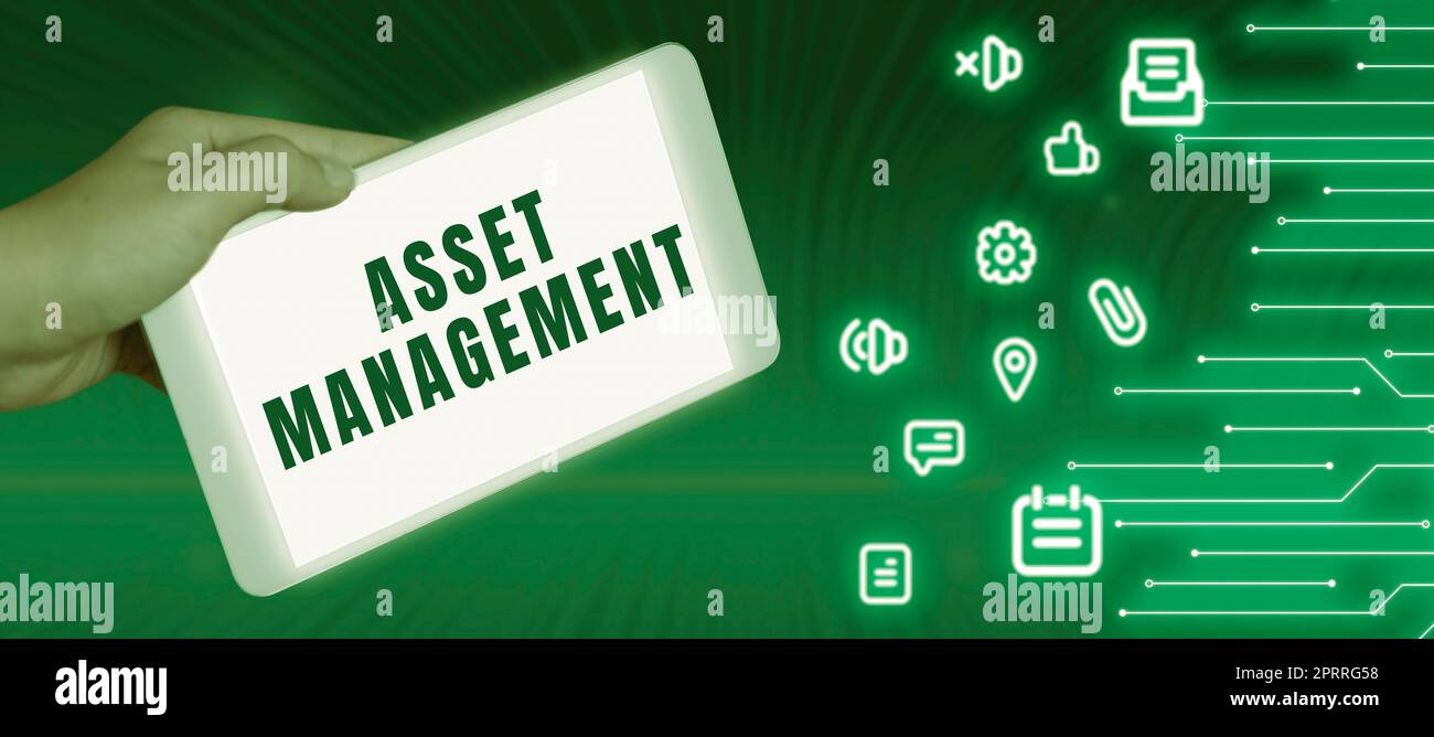 Text caption presenting Asset Managementsystematic process of operating ...