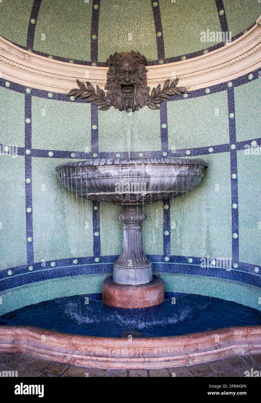 Fountain in the building of The Castle Garden Bazaar. Budapest. Hungary ...