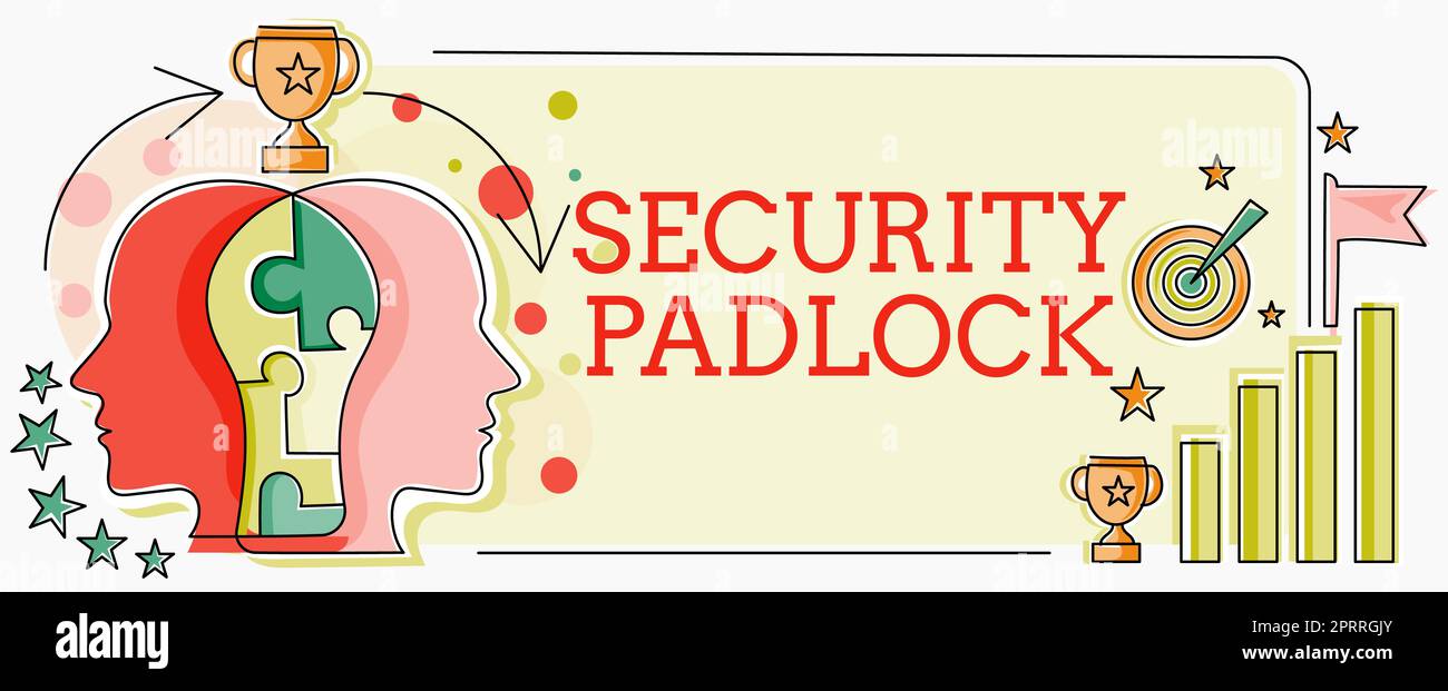 Text showing inspiration Security Padlockhardened steel body and double ...