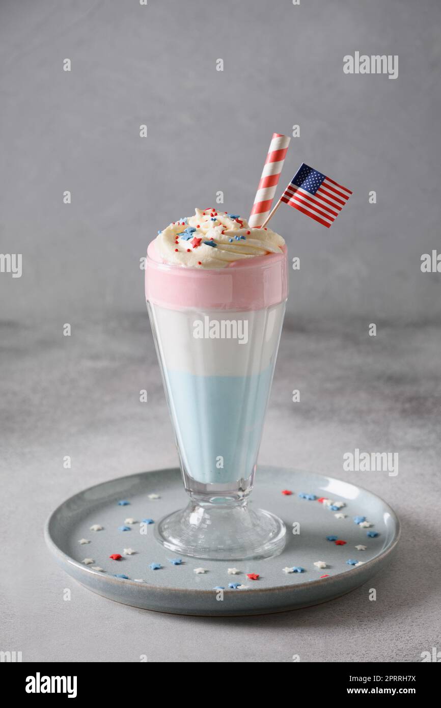 Patriotic homemade milkshake for Independence Day in red, white and ...