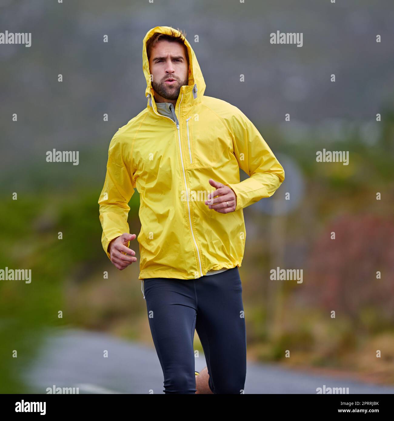 Focus and determination to reach his goals. a handsome young man ...