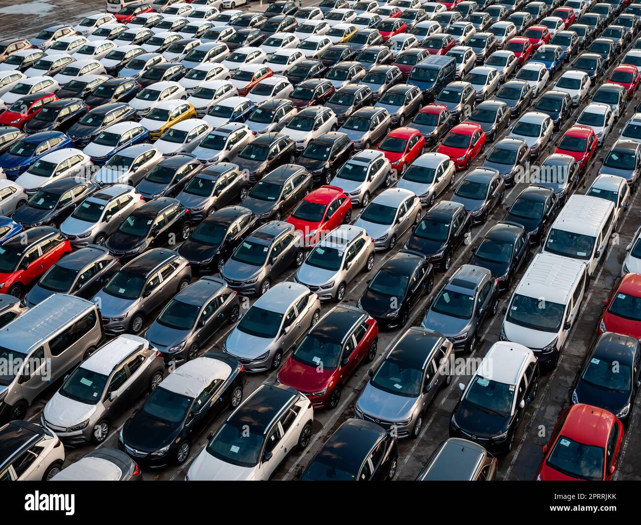 View of car export transportation ship harbor of Barcelona Stock Photo ...