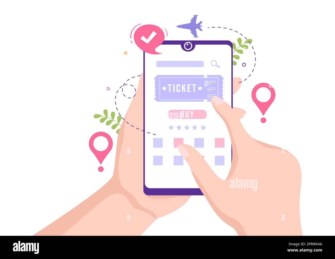 Ticket Travel Online Booking Service App on Smartphone Template Hand ...