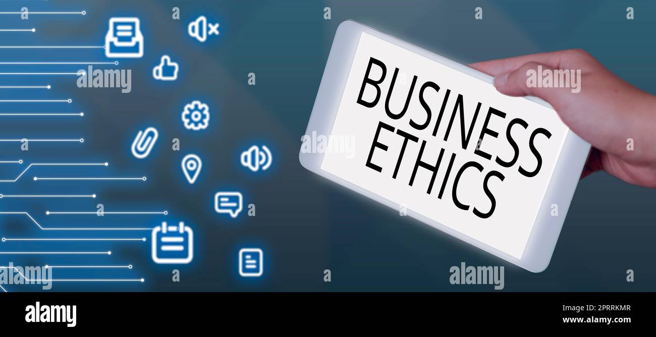 Handwriting text Business EthicsMoral principles that guide the way a ...