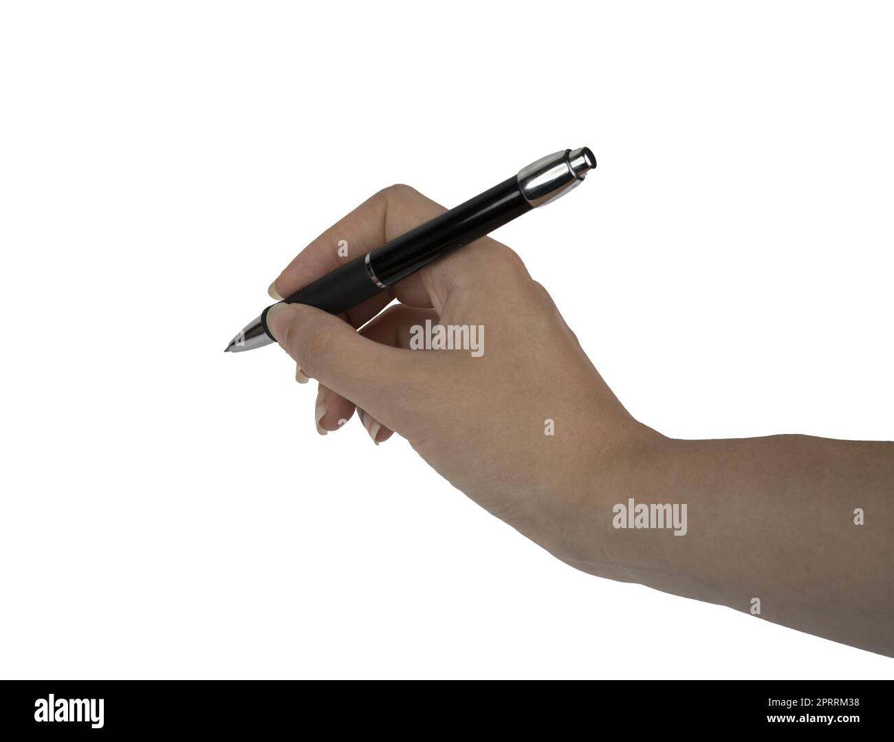 a pen in the female hand on a transparent background Stock Photo - Alamy