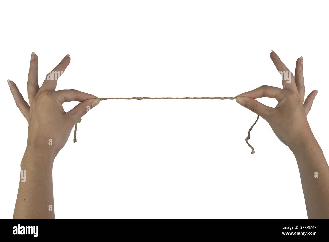 the thread held by two female hands on a transparent background Stock ...