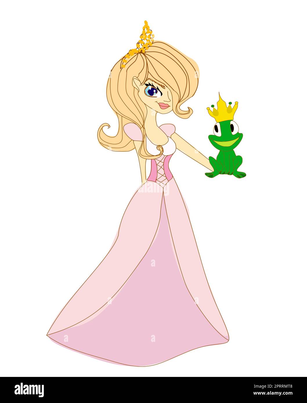 Beautiful young princess kissing a big frog Stock Photo - Alamy