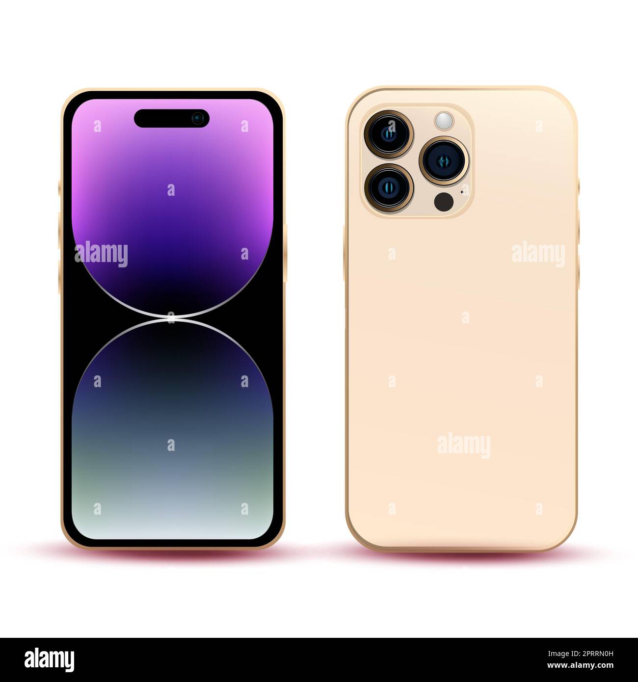 Golden smartphone, model phone 14 PRO, IT industry novelty, original ...