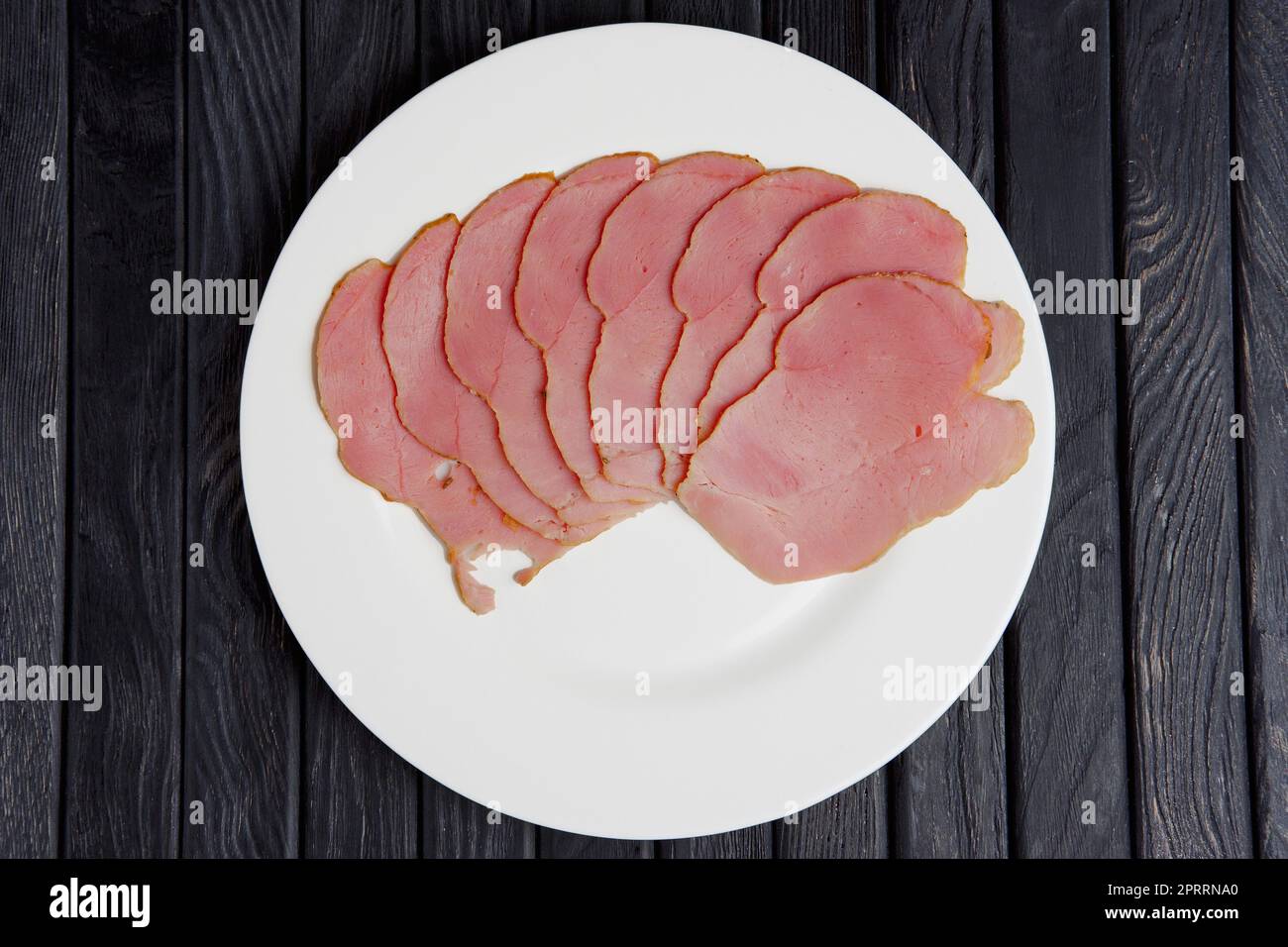 Plate tasty smoked ham hi-res stock photography and images - Alamy