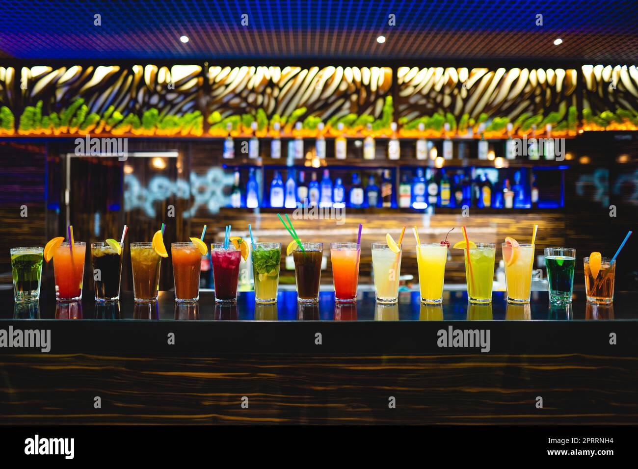 many different cocktails prepared by at the bar Stock Photo - Alamy