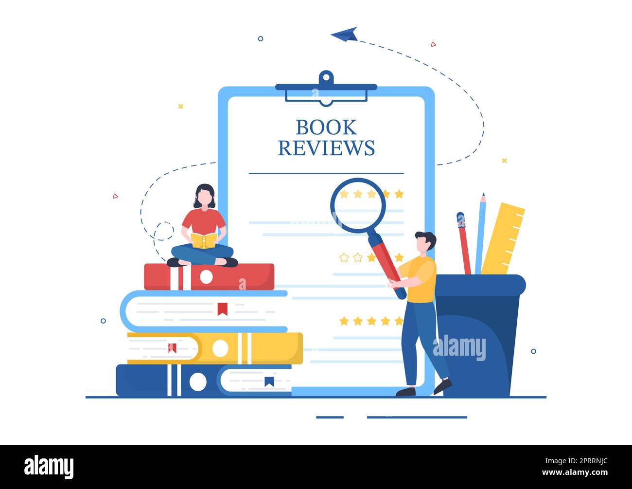 Book Review Template Hand Drawn Cartoon Flat Illustration with Reader ...