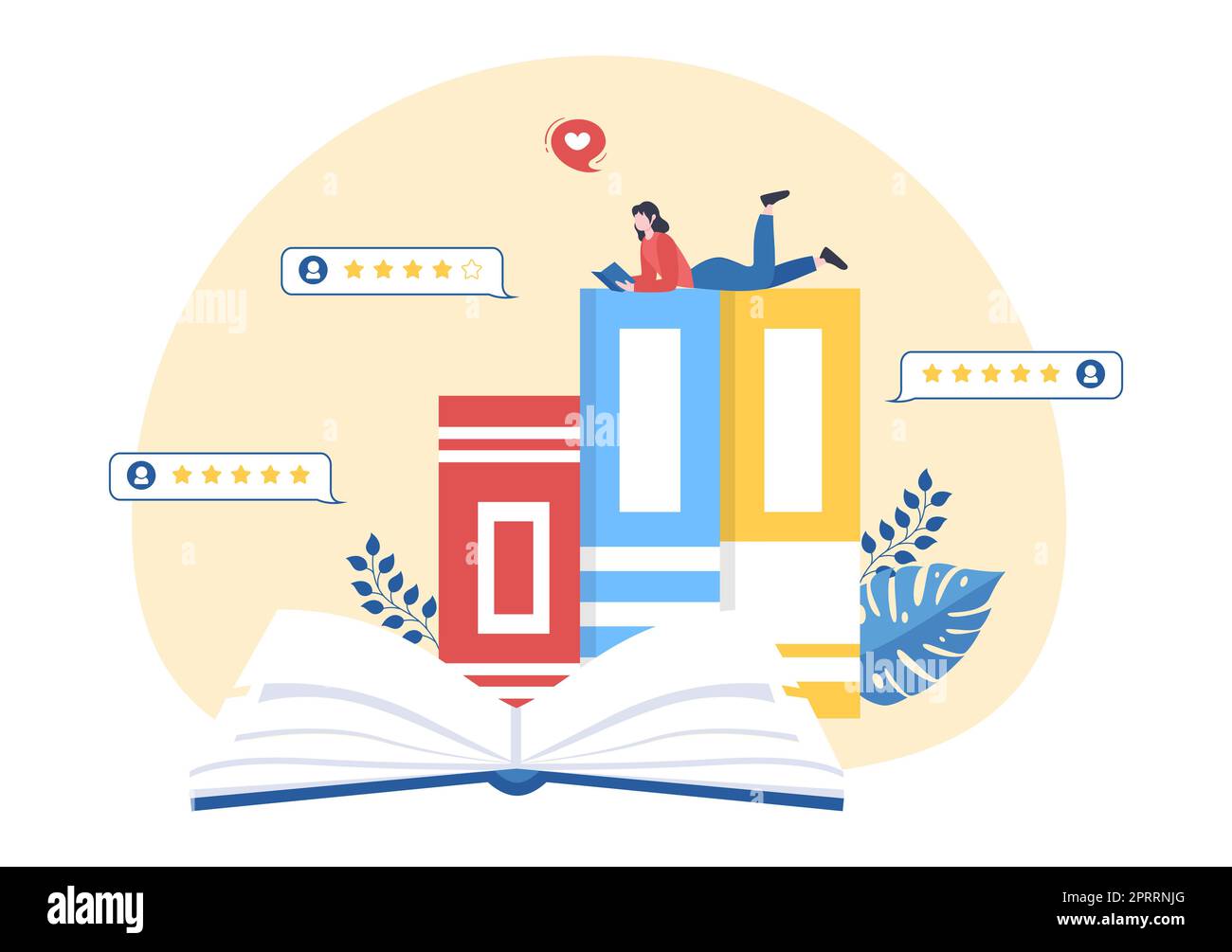 Book Review Template Hand Drawn Cartoon Flat Illustration with Reader ...