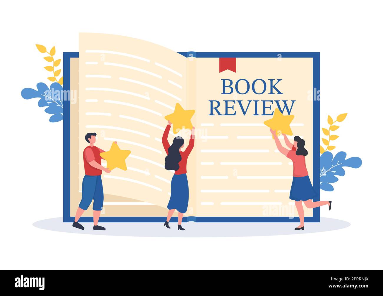 Book Review Template Hand Drawn Cartoon Flat Illustration with Reader ...