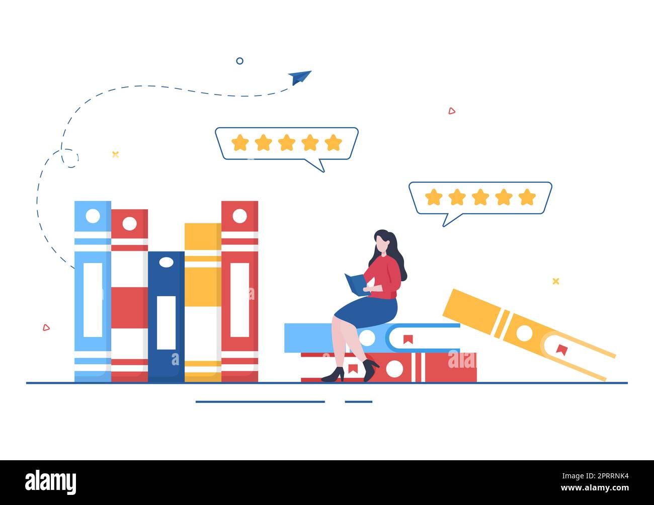 Book Review Template Hand Drawn Cartoon Flat Illustration with Reader ...