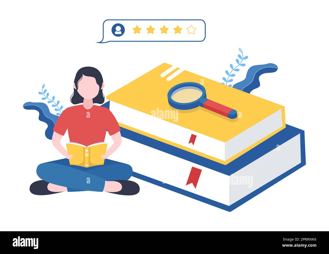 Book Review Template Hand Drawn Cartoon Flat Illustration with Reader ...