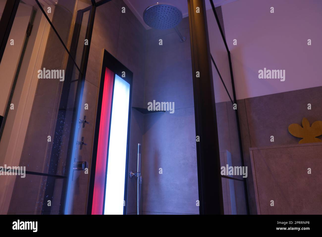 Modern shower with Infrared spectrum, UV light and flowing water Stock ...