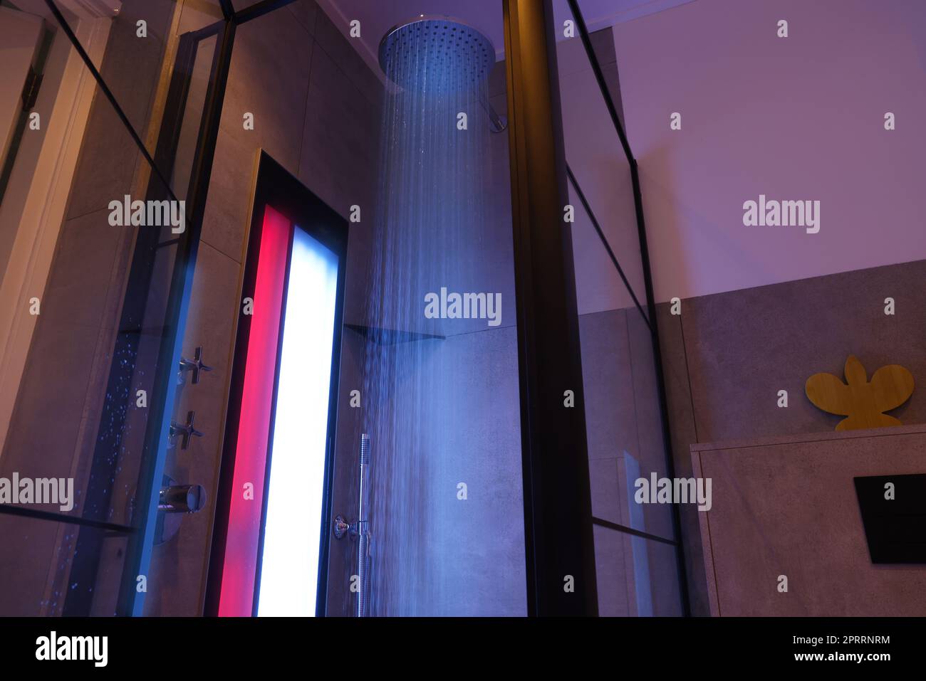 Modern shower with Infrared spectrum, UV light and flowing water Stock ...