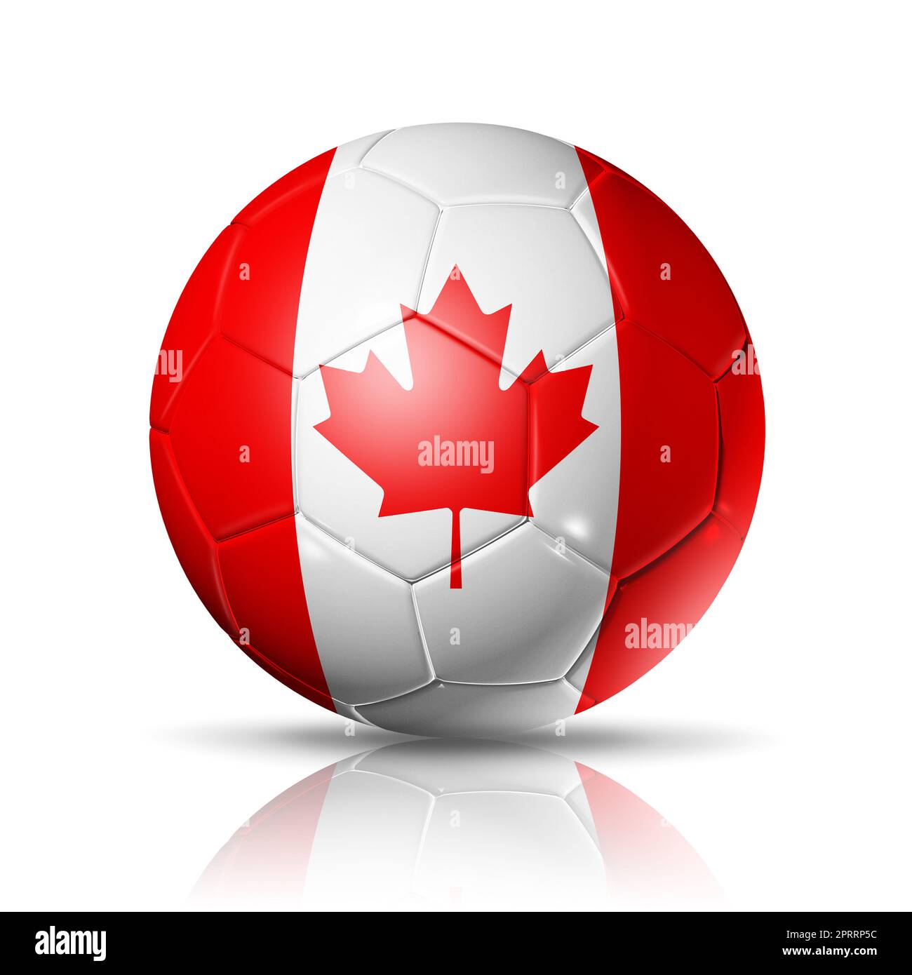 3D soccer ball with Canada team flag. isolated on white with clipping ...