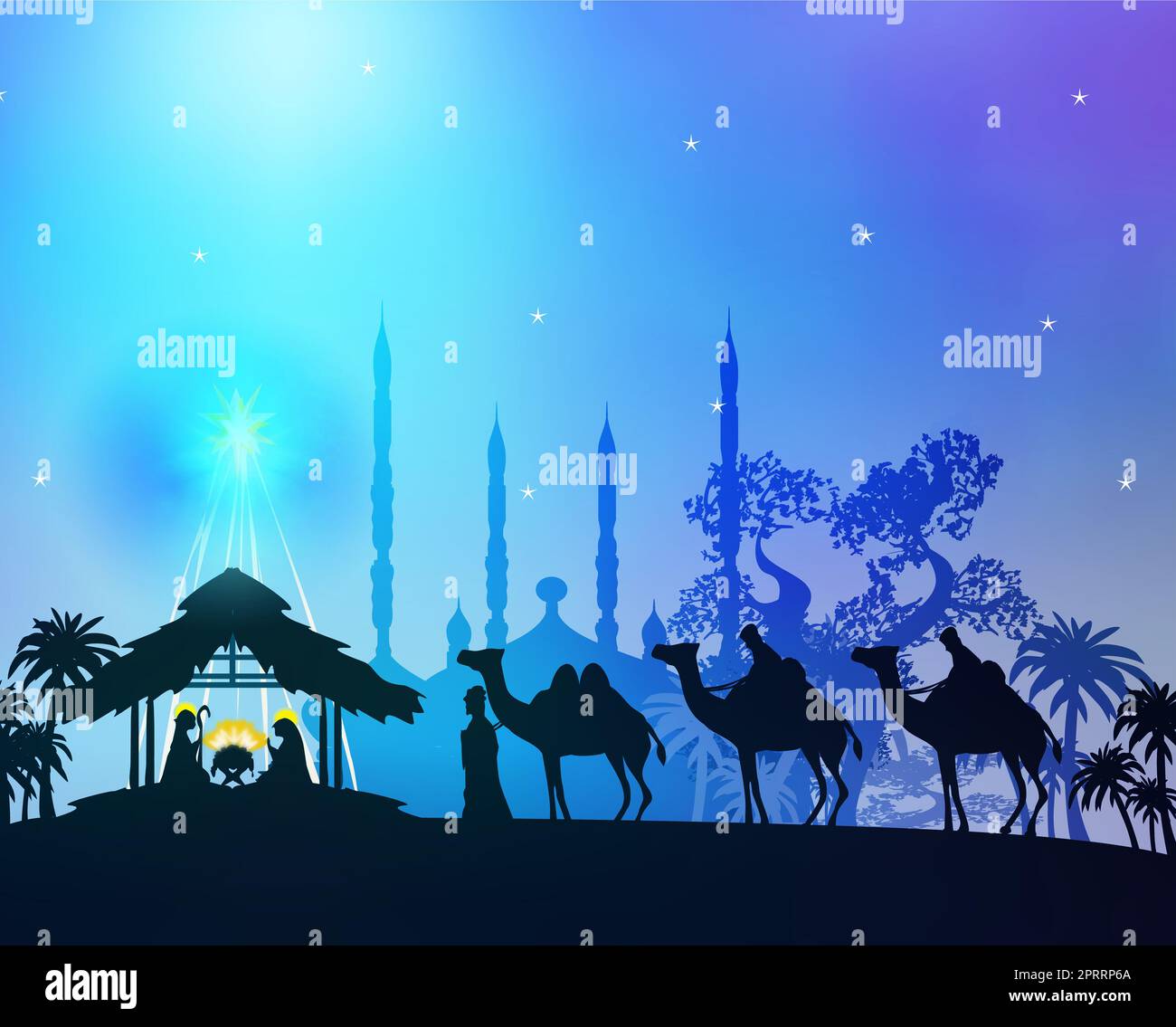 Birth of Jesus in Bethlehem - religious abstract illustration Stock ...