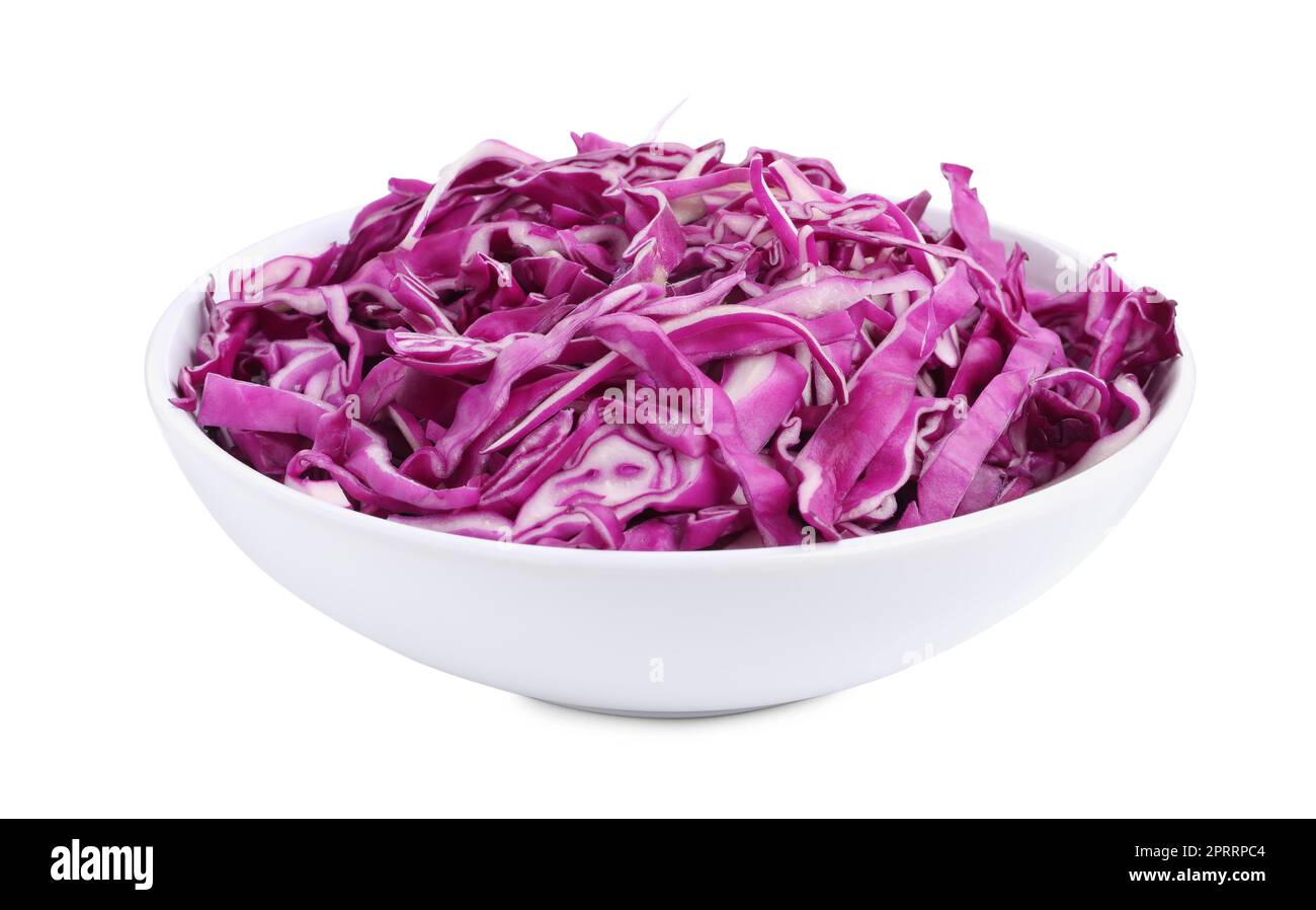 Bowl with shredded fresh red cabbage isolated on white Stock Photo - Alamy