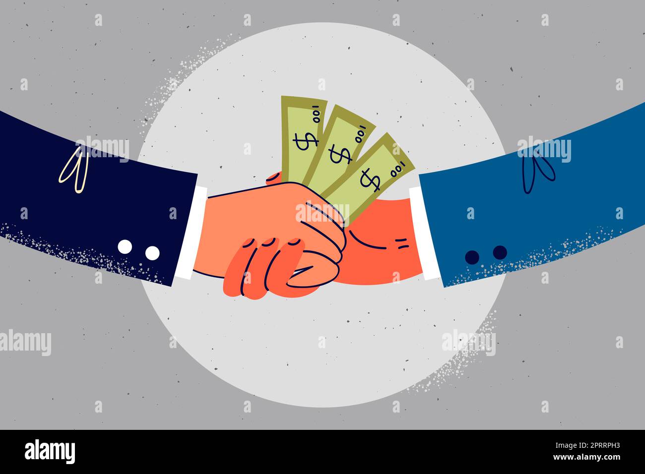 Close-up of hands of businessmen giving money for deal or service ...