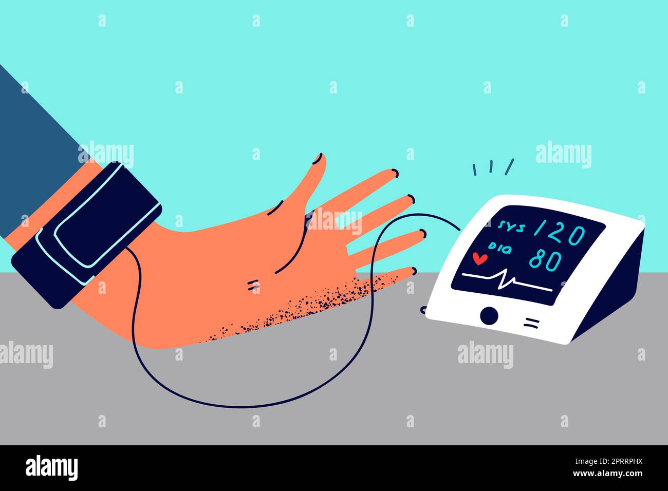 Close-up of person measuring pressure on blood pressure monitor ...