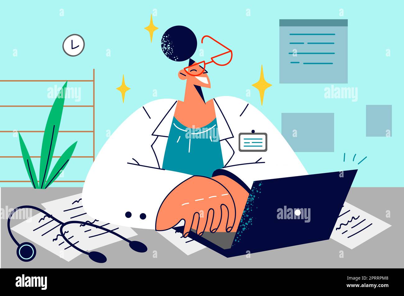 Cartoon doctor computer desk hi-res stock photography and images - Alamy