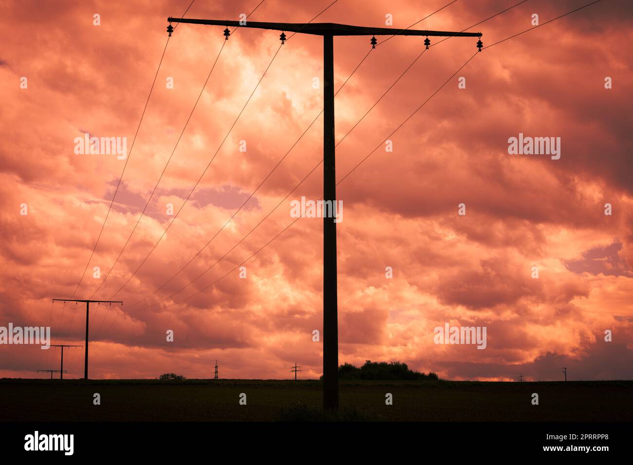 power pole in sunset Stock Photo - Alamy