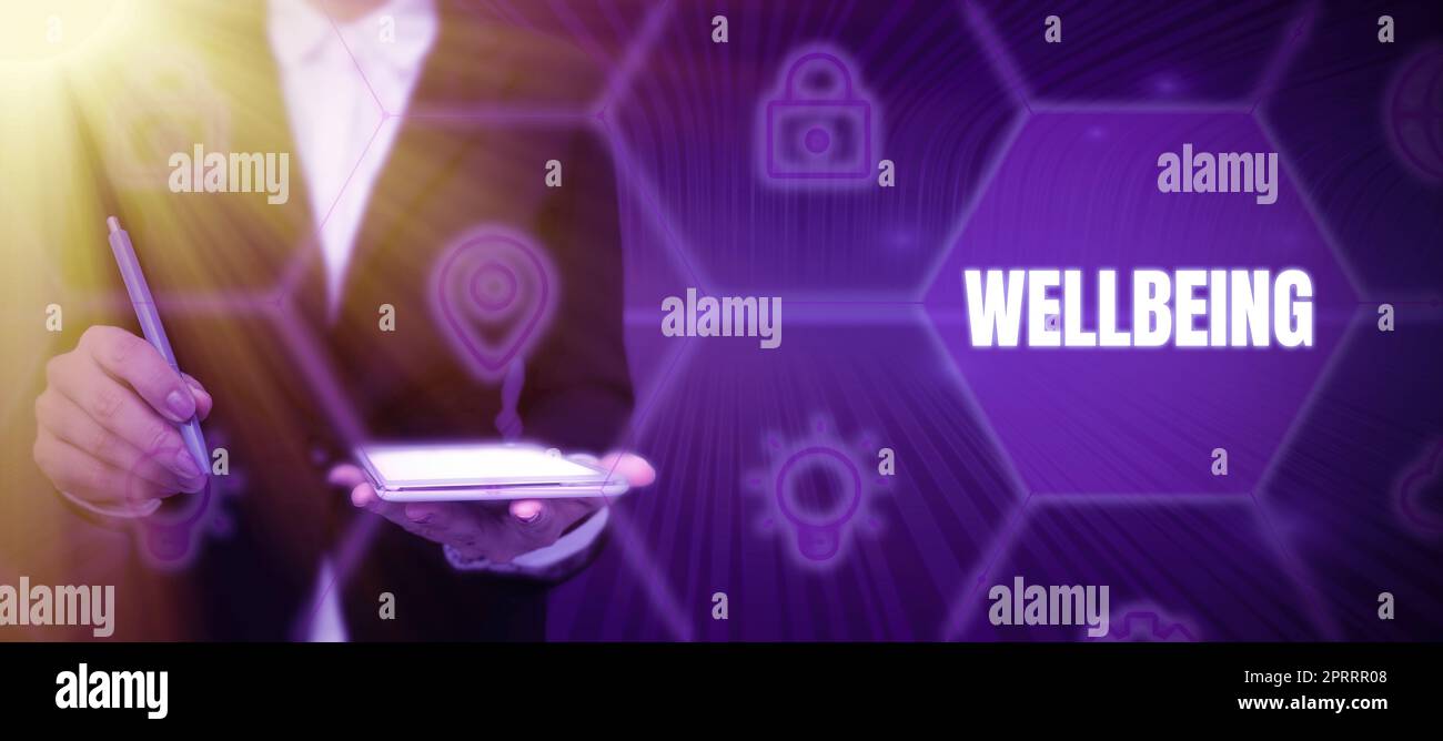 Handwriting text Wellbeing. Business idea A good or satisfactory ...