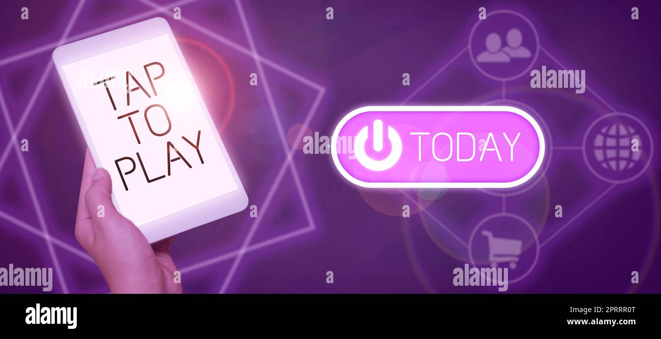 Handwriting text Tap To Play. Internet Concept Touch the screen to ...