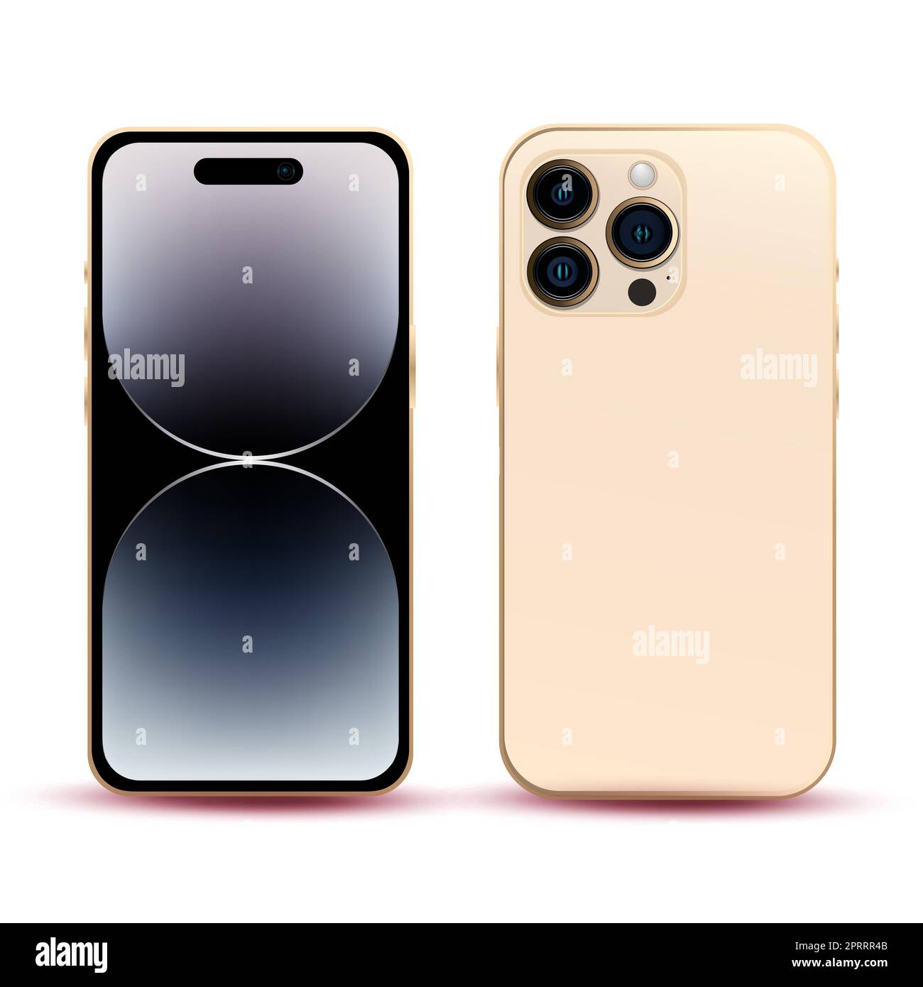 Golden smartphone, model phone 14 PRO, IT industry novelty, original ...
