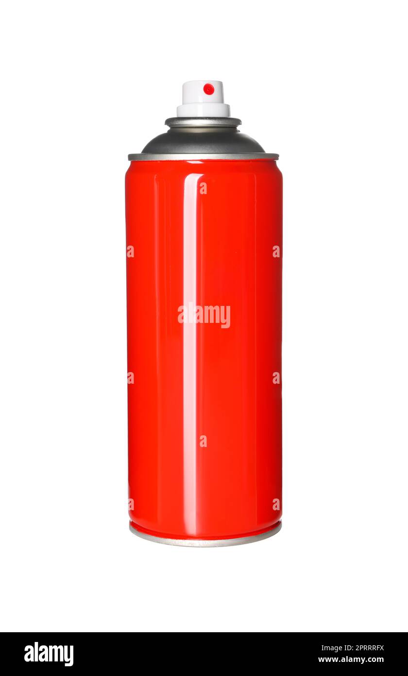 Red can of spray paint isolated on white Stock Photo - Alamy