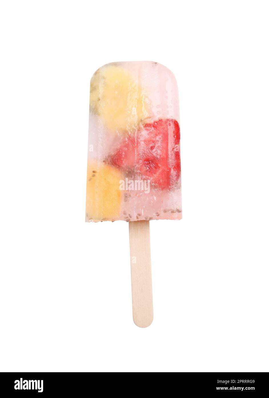 Tasty berry popsicle isolated on white, top view Stock Photo - Alamy