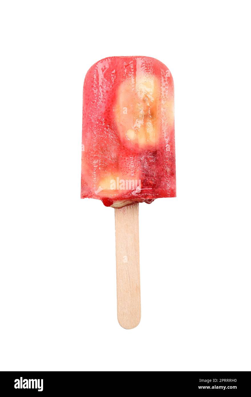 Tasty berry popsicle isolated on white, top view Stock Photo - Alamy