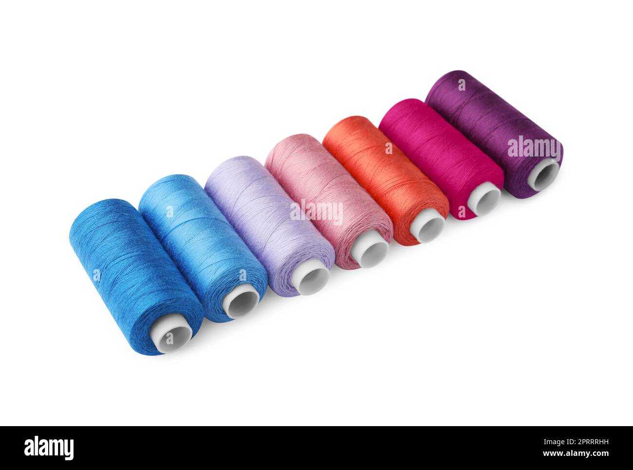 Set of different colorful sewing threads on white background Stock ...