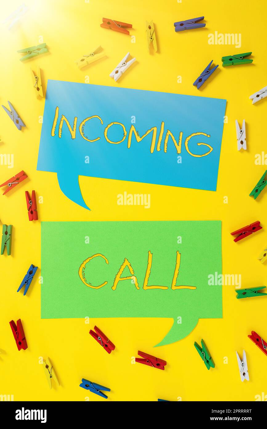 Text sign showing Incoming Call. Business concept Inbound Received ...