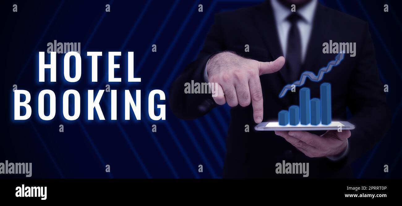 Text sign showing Hotel Booking. Business overview Online Reservations ...