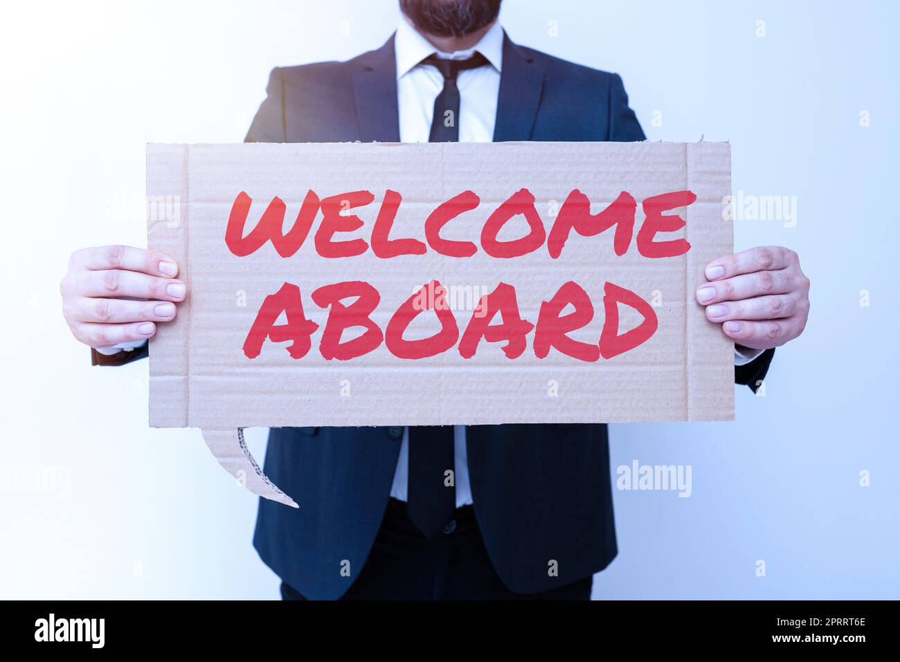 Text showing inspiration Welcome AboardExpression of greetings to a ...