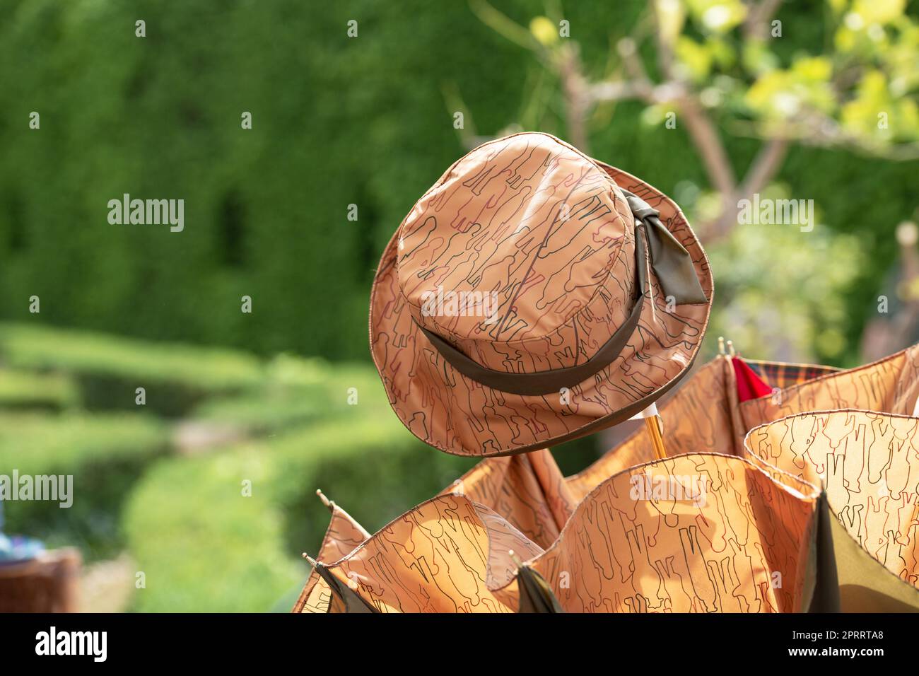 handmade straw hat with English writing Stock Photo - Alamy