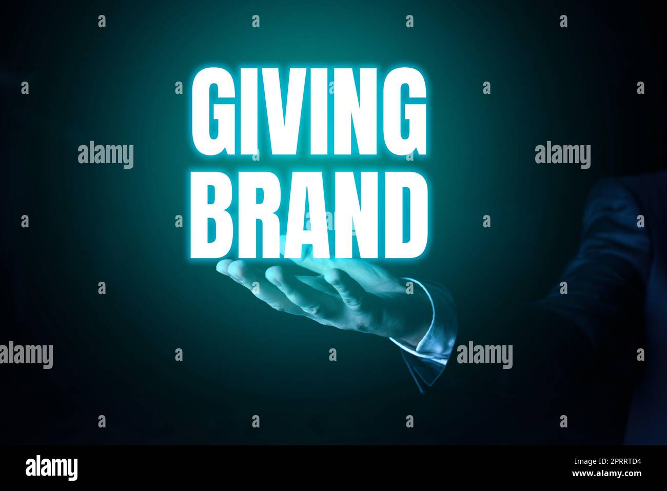 Sign displaying Giving Brand. Conceptual photo The process of giving a ...