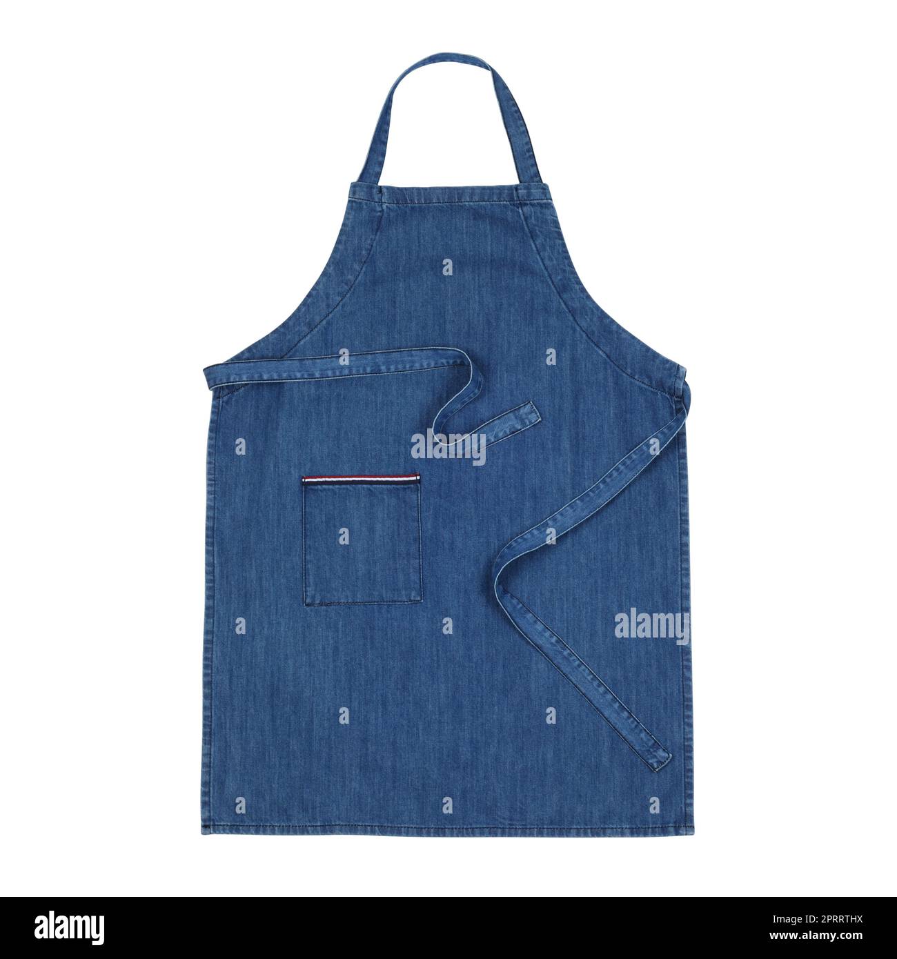 Denim blue kitchen apron isolated on white Stock Photo - Alamy