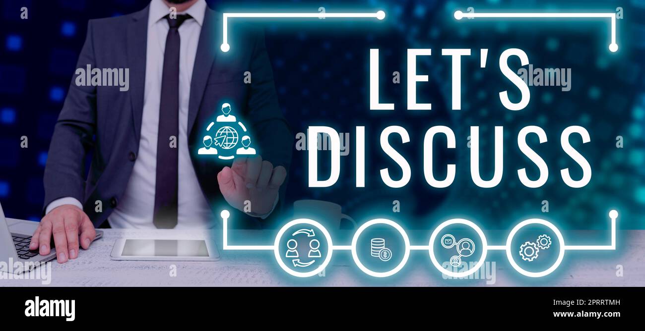 Text sign showing Let S Discuss. Business approach Permit to Talk Open ... Text sign showing Let S Discuss. Business approach Permit to Talk Open ...